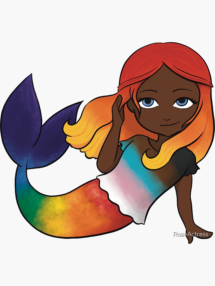 "LGBTQ+ Pride Mermaid - Variation 3" Sticker for Sale by RoseActress ...