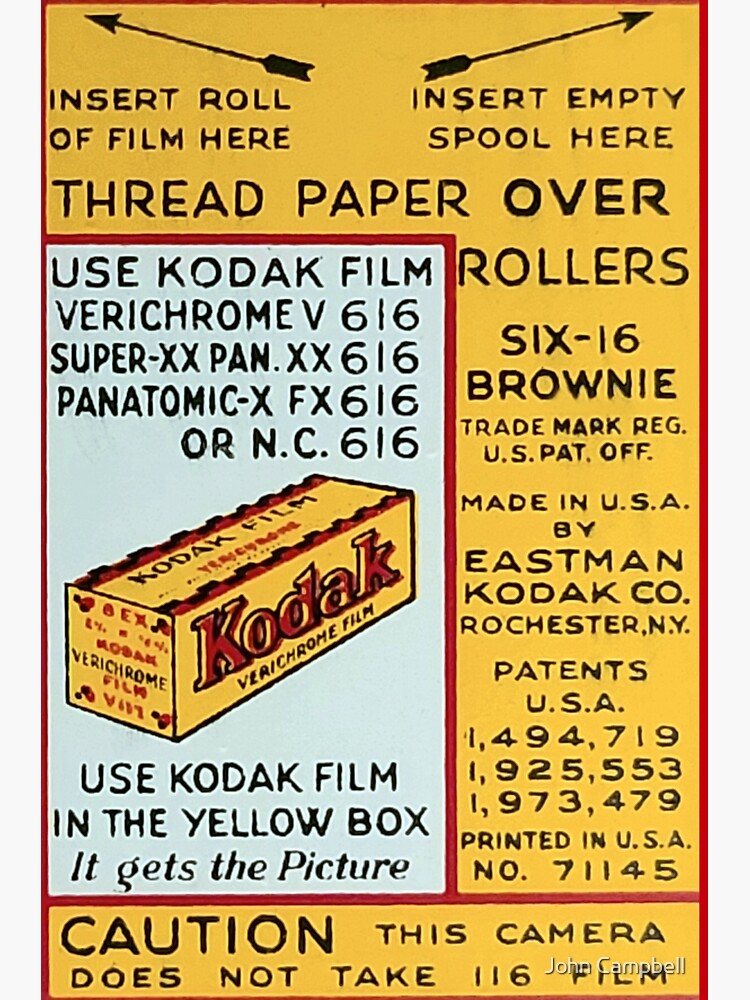 "Kodak Brownie Six-16 Camera Label " Sticker for Sale by Tbolttaco ...