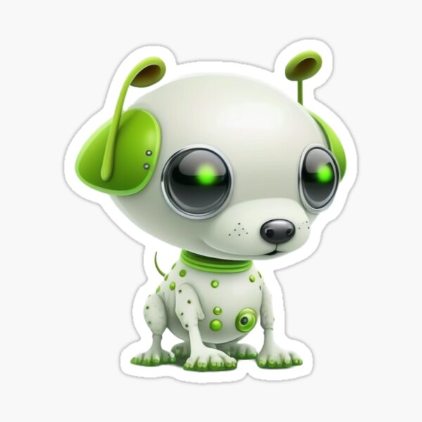 "Small Alien Puppy Dog With Weird Antenna Ears" Sticker for Sale by ...