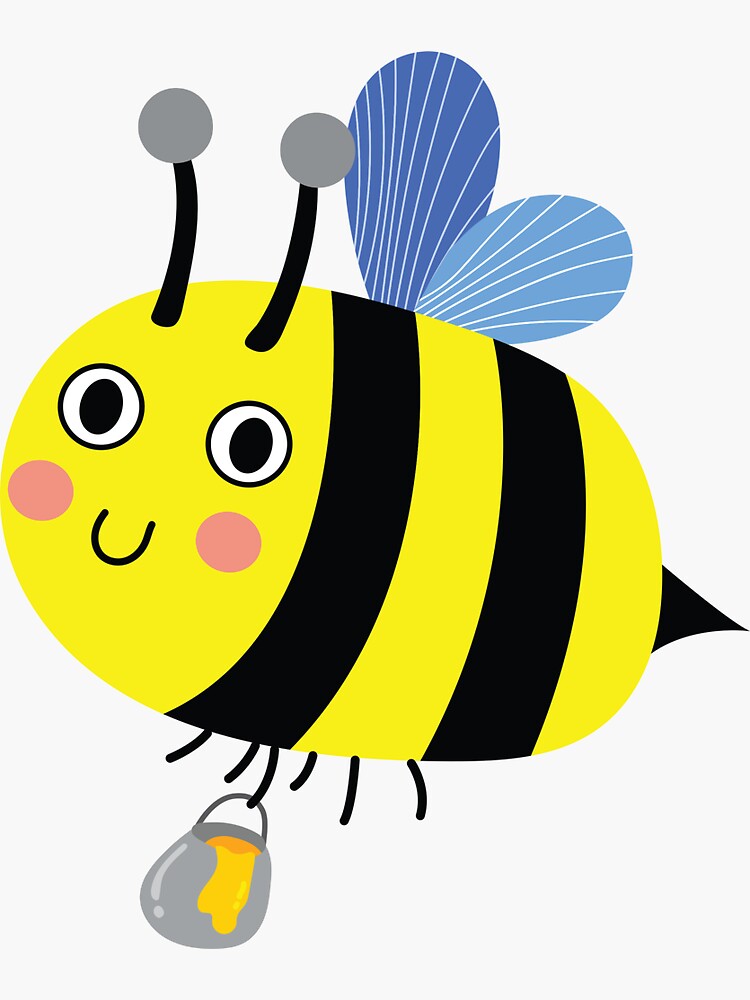 "Bumble Bee Cartoon Illustration" Sticker for Sale by PrintPortal ...