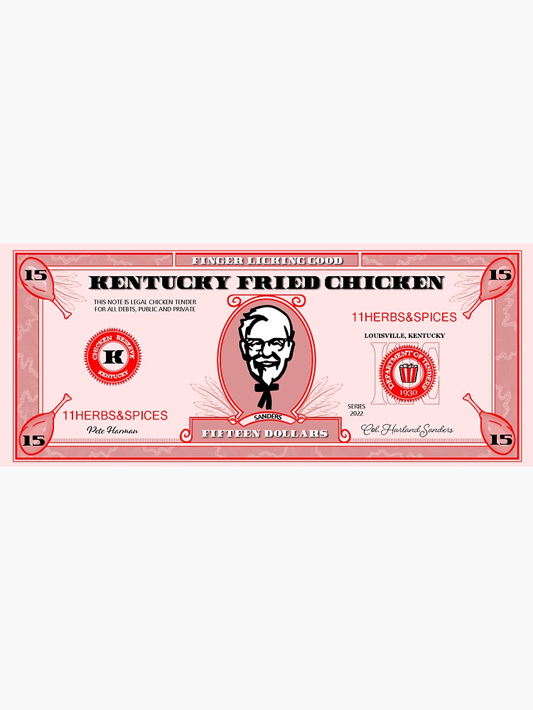 "KFC Dollar Bill" Sticker for Sale by k8-doodles | Redbubble