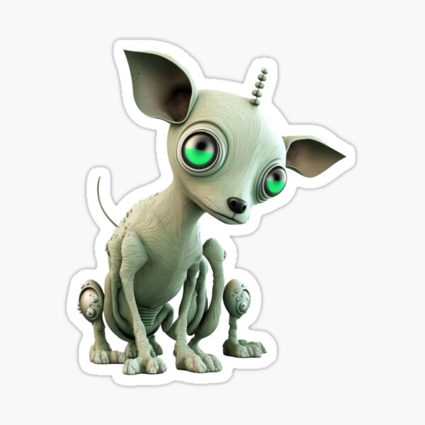 "Green Alien Puppy Dog Tilting His Head" Sticker for Sale by ...
