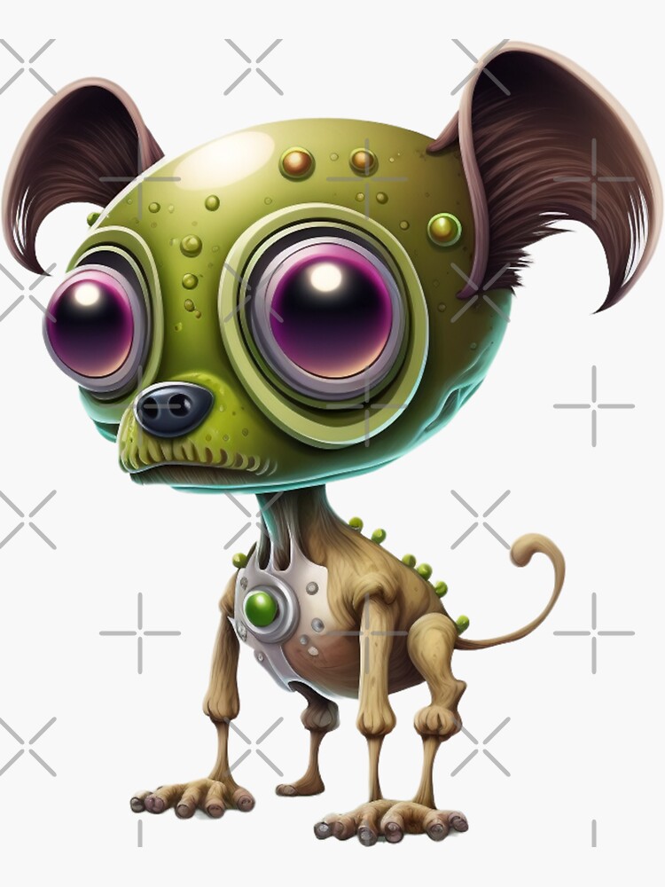 "Scrapy Alien Puppy Dog With Armored Chest" Sticker for Sale by ...