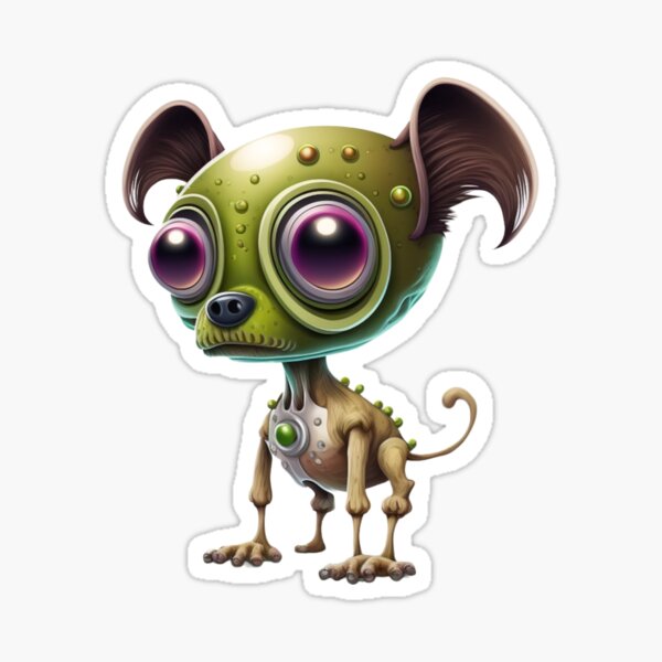 "Scrapy Alien Puppy Dog With Armored Chest" Sticker for Sale by ...