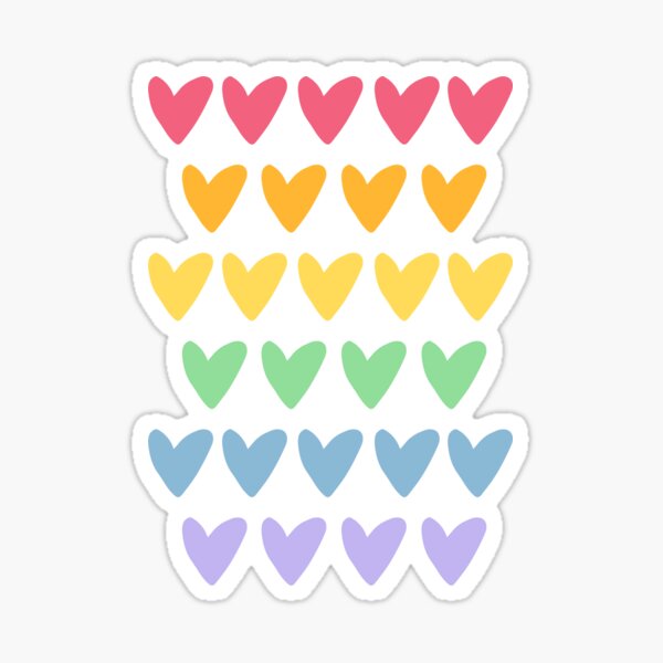 "Simple Boho Rainbow Hearts" Sticker for Sale by Spaghetti-hoes | Redbubble