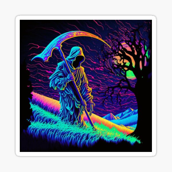 "Psychedelic Grim Reaper 1" Sticker for Sale by Newtaste-Store | Redbubble
