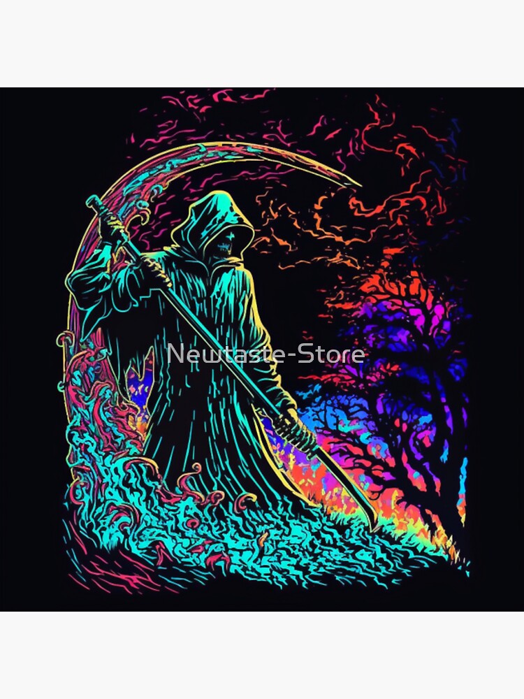 "Psychedelic Grim Reaper 2" Sticker for Sale by Newtaste-Store | Redbubble