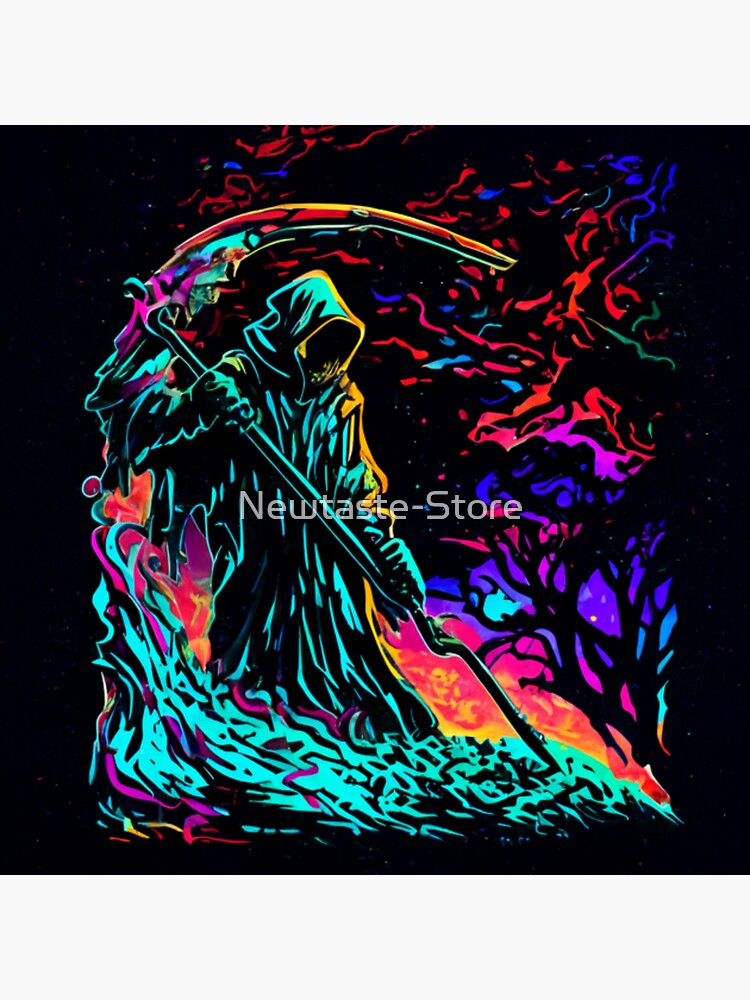 "Psychedelic Grim Reaper 3" Sticker for Sale by Newtaste-Store | Redbubble