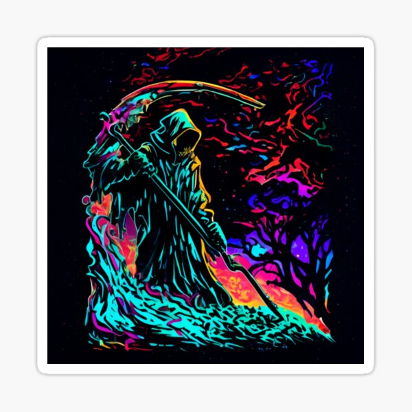 "Psychedelic Grim Reaper 3" Sticker for Sale by Newtaste-Store | Redbubble