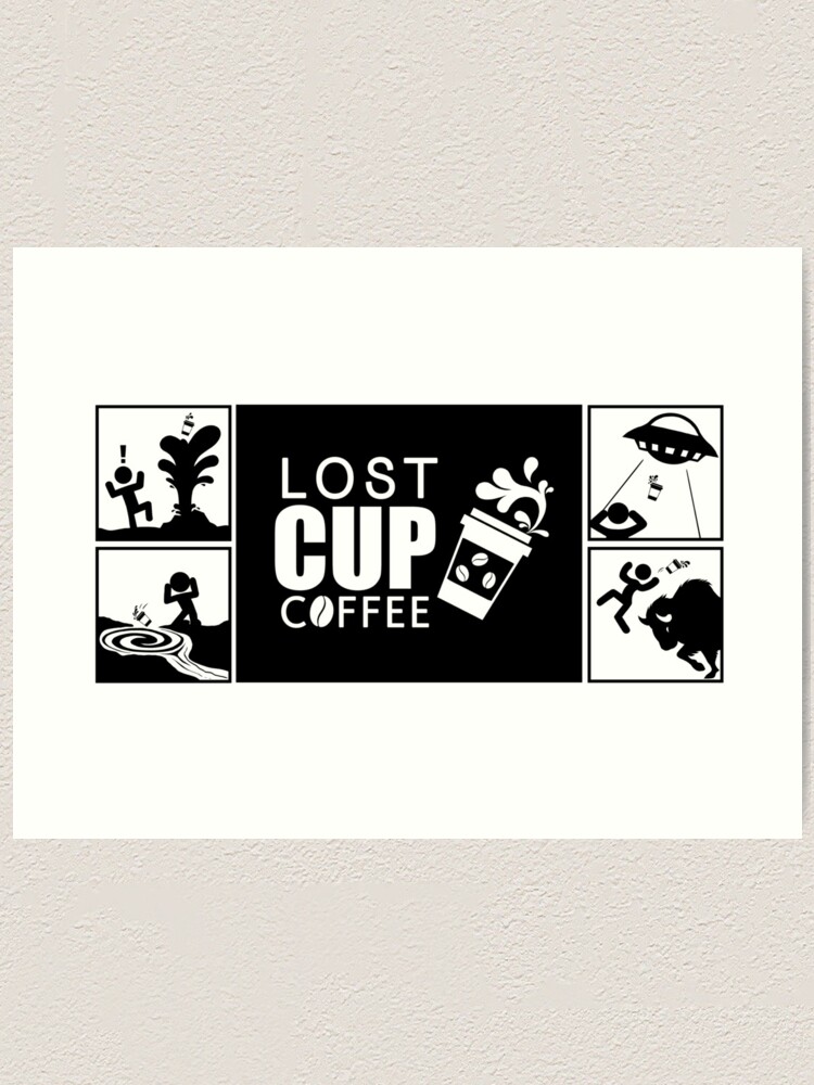 "Lost Cup Coffee Catastrophes" Art Print for Sale by WolfQuest | Redbubble