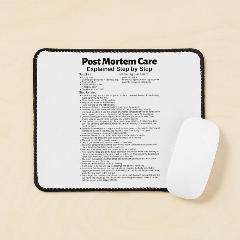 "Post Mortem Care Explained Step by Step" Poster for Sale by ...