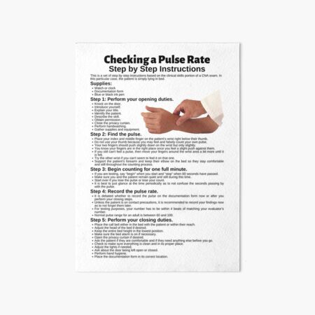 "Checking a Pulse Rate Step by Step Instructions" Art Board Print for ...