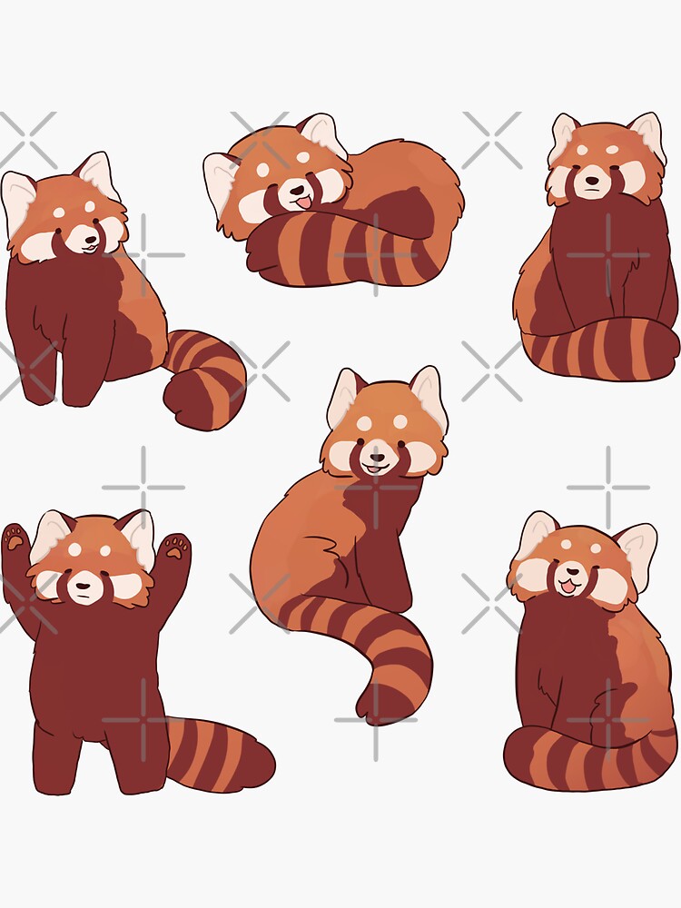 "6 Red panda stickers pack cute illustration " Sticker for Sale by ...