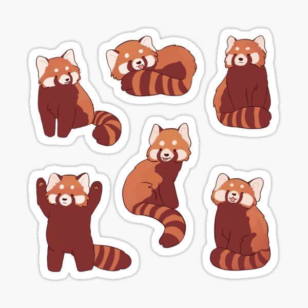 "6 Red panda stickers pack cute illustration " Sticker for Sale by ...