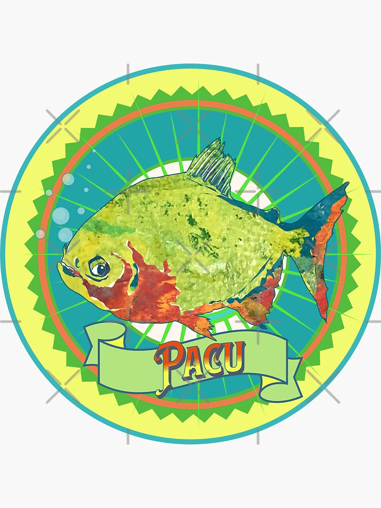 "Annoyed Green and Orange Pacu Fish" Sticker for Sale by ginaisarty ...