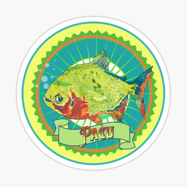 "Annoyed Green and Orange Pacu Fish" Sticker for Sale by ginaisarty ...