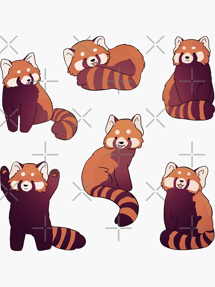 "6 Red panda stickers pack cute illustration " Sticker for Sale by ...