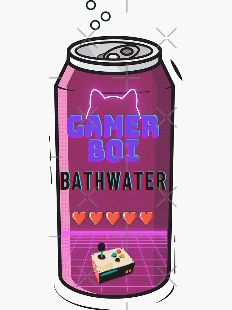 "Gamer Boi bathwater Energy Drink, Funny gamer design " Sticker for ...