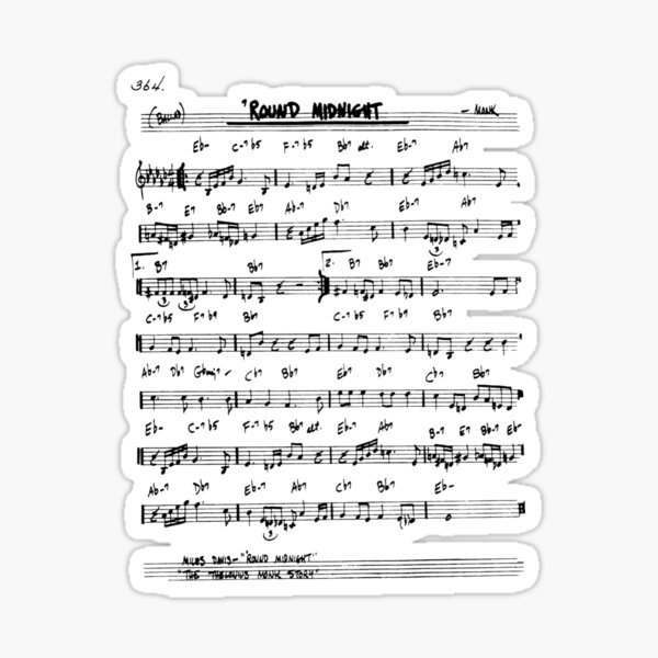 "Jazz Sheet Music - Round Midnight, Thelonious Monk Real Book of Jazz ...