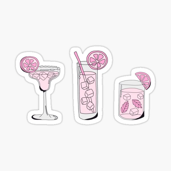 "Pink Drinks Pack" Sticker for Sale by Lexanna | Redbubble