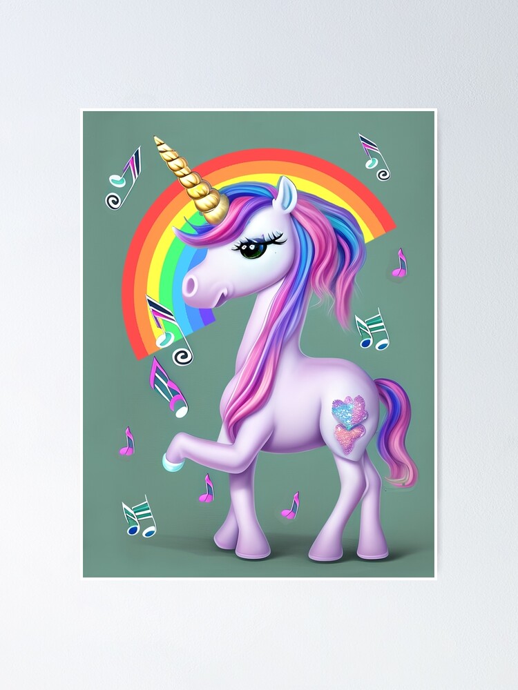 "rainbow unicorn music notes" Poster for Sale by Artbellachi | Redbubble
