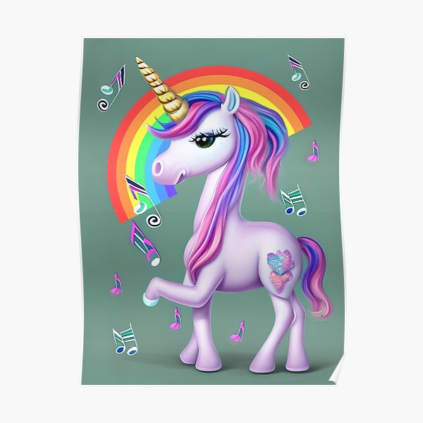 "rainbow unicorn music notes" Poster for Sale by Artbellachi | Redbubble