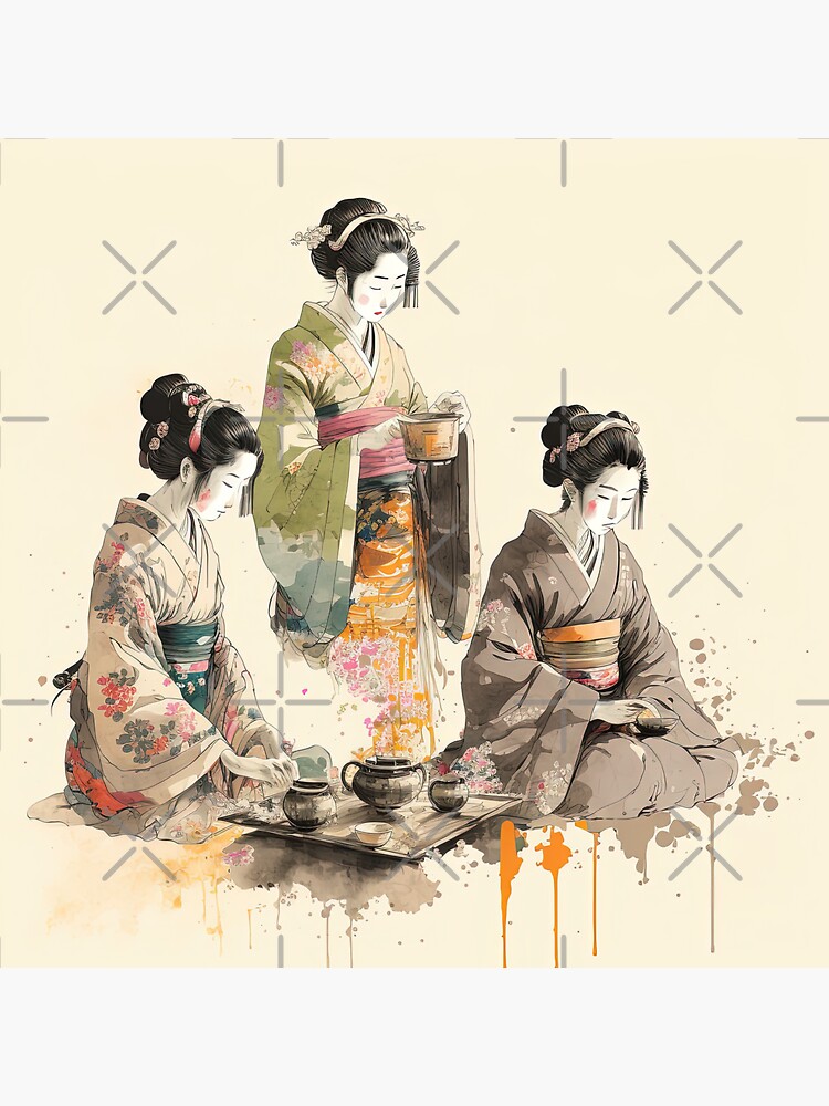 "Geisha Tea Ceremony" Sticker for Sale by BellasArtStudio | Redbubble