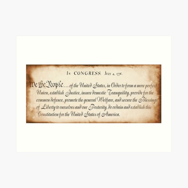 "PREAMBLE to the United States Constitution" Art Print for Sale by ...