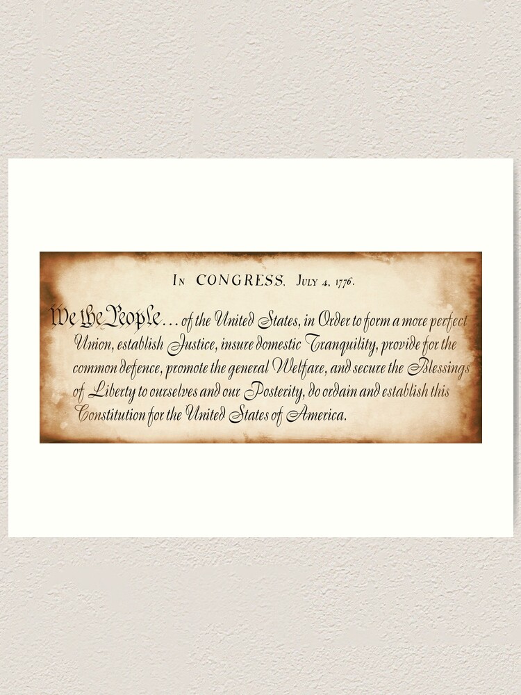 "PREAMBLE to the United States Constitution" Art Print for Sale by ...