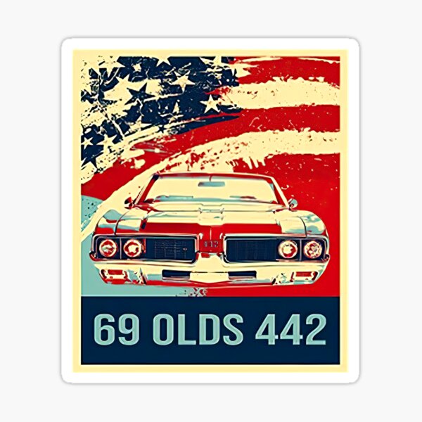 "1969 Oldsmobile 442 Front Grill View Pop Art Style " Sticker for Sale ...