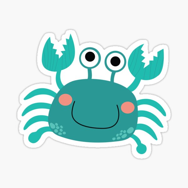 "Happy Crab Illustration" Sticker for Sale by PrintPortal | Redbubble