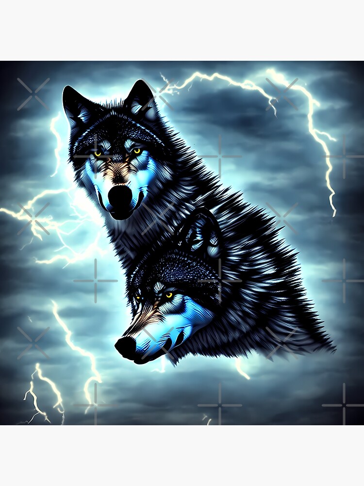 "Lightning wolf pack night sky" Poster for Sale by BigBrainArtwork ...