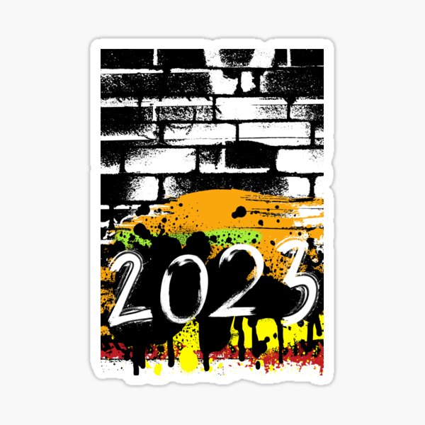 "Graffiti 2023- Happy New Year- Colorful Grunge Street Art" Sticker for ...