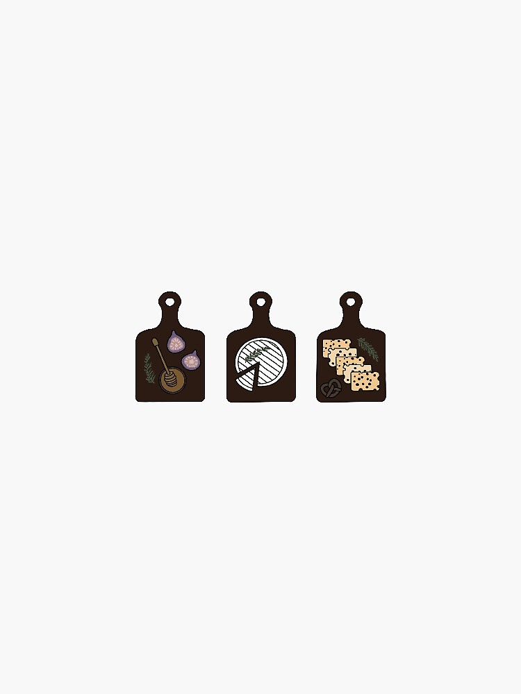 "Mini Charcuterie Board Trio Brie Swiss Cheese Honey " Sticker for Sale ...