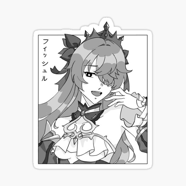 "Fischl Sticker (black and white)" Sticker for Sale by faathemilkman ...