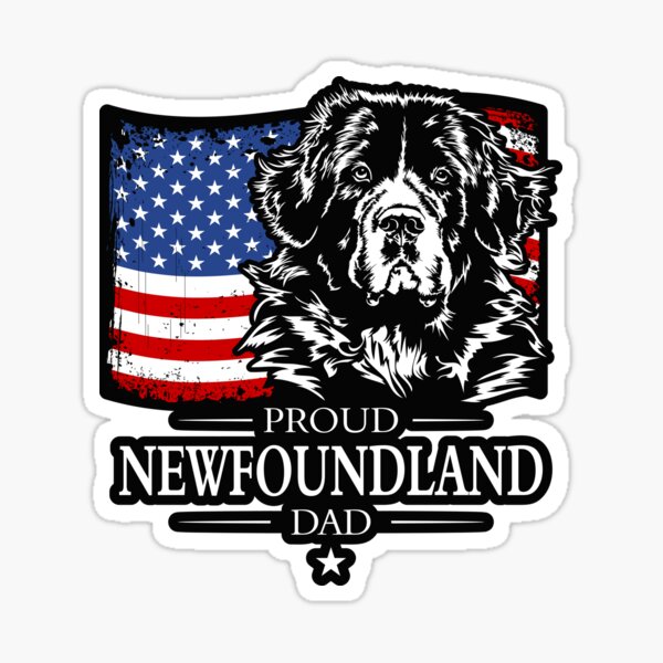 "Newfoundland Dad Dog Flag Patriotic Dog Canine Portrait" Sticker for ...