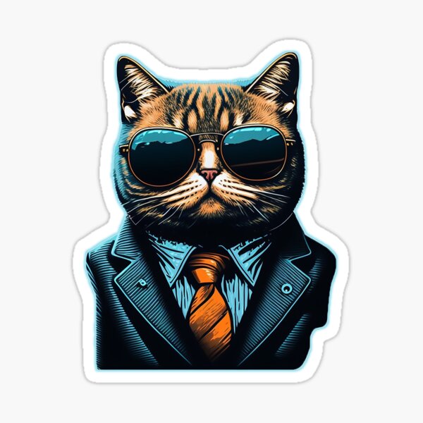 "Business Cat - Blue Suit" Sticker for Sale by ShrimpSticks | Redbubble