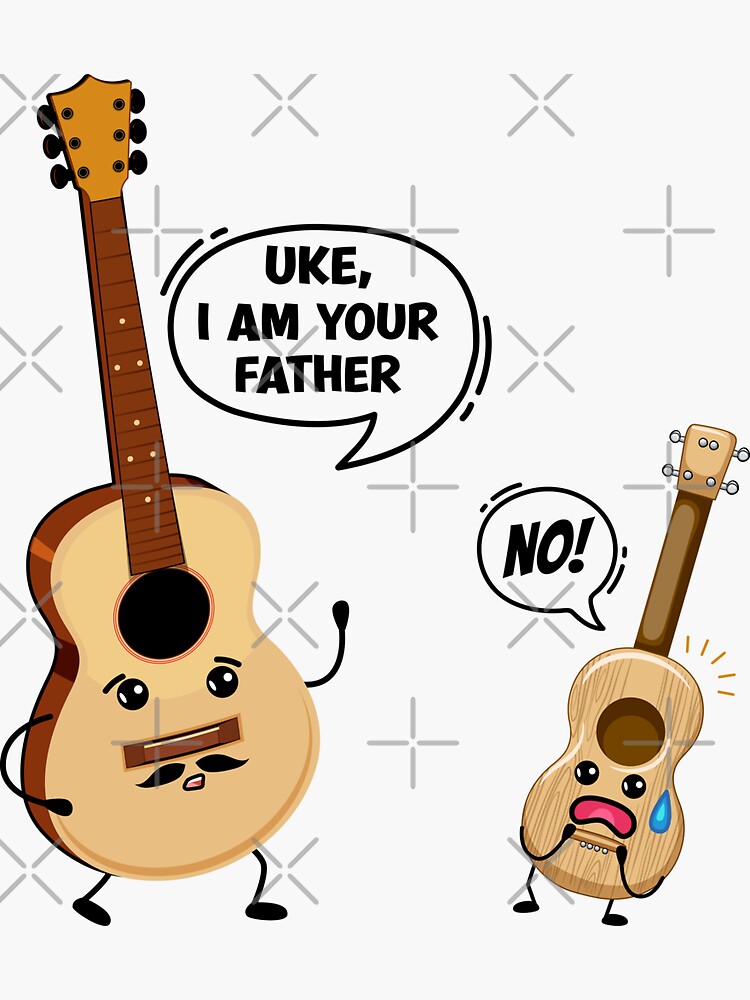 "Uke I Am Your Father Funny Ukulele Guitar Musician" Sticker for Sale ...