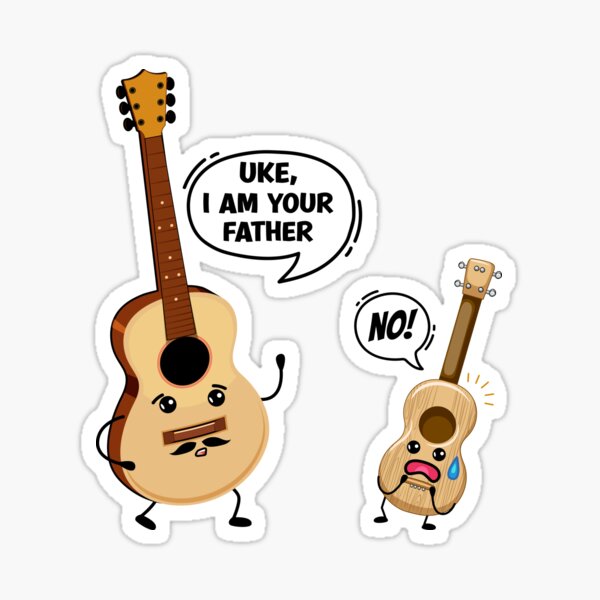 "Uke I Am Your Father Funny Ukulele Guitar Musician" Sticker for Sale ...