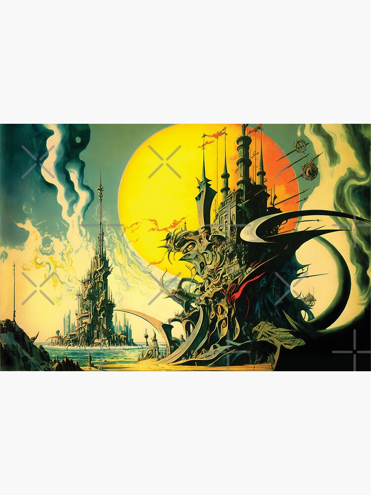 "Solarpunk, surrealism, alien invasion #4" Sticker for Sale by ...