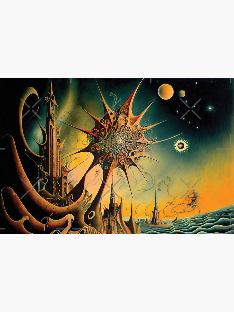 "Solarpunk, surrealism, alien invasion #10" Sticker for Sale by ...