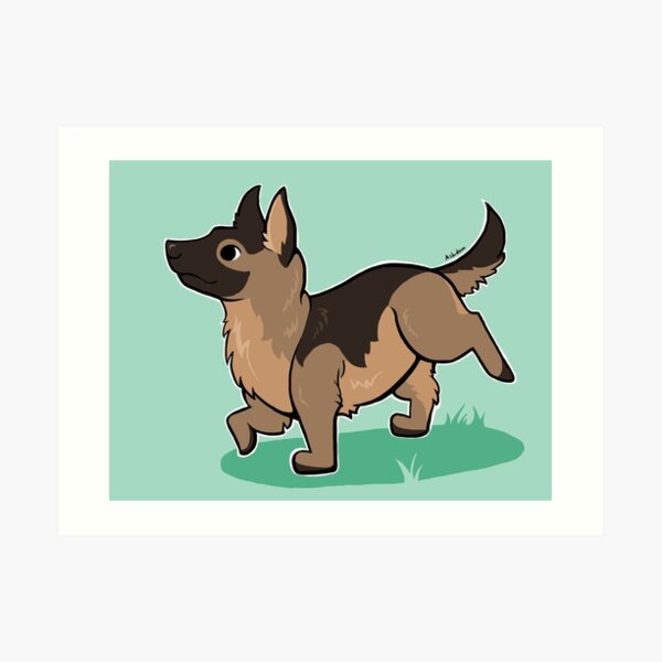 "Chibi German Shepherd" Art Print by e-pona | Redbubble