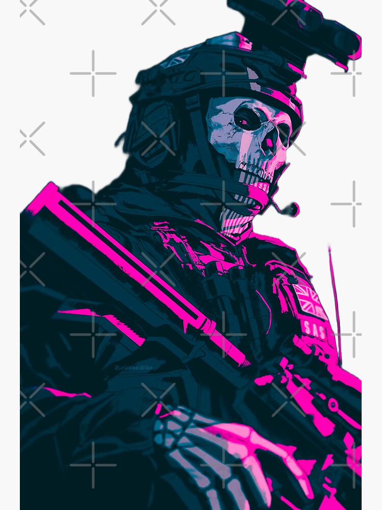 "Simon Ghost Riley mw2 purple pink Sticker" Sticker for Sale by ...