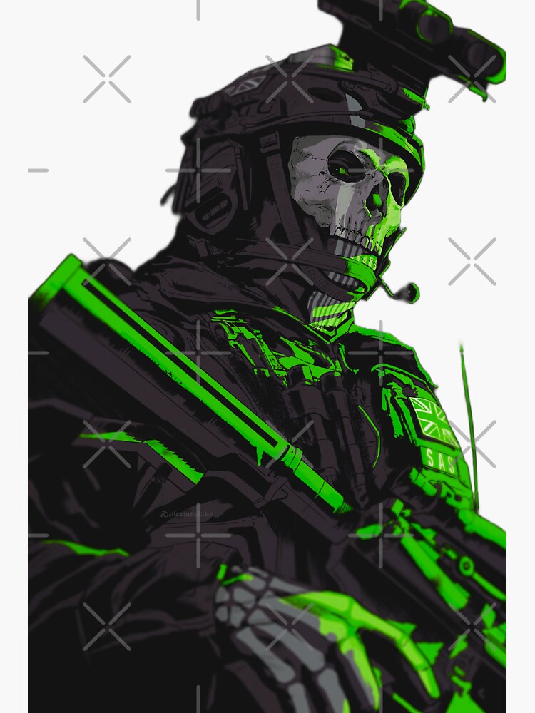 "Simon Ghost Riley mw2 green Sticker" Sticker for Sale by TheDudeFrame ...