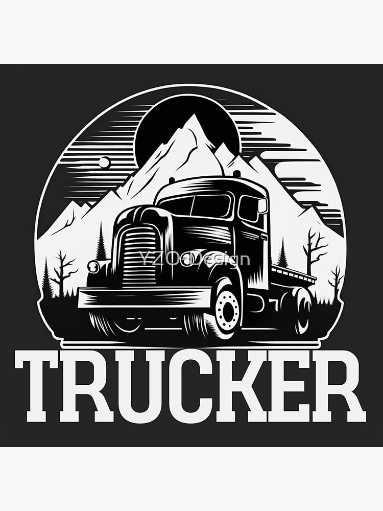 "Truck driver, Black art" Sticker for Sale by YZO-Design | Redbubble