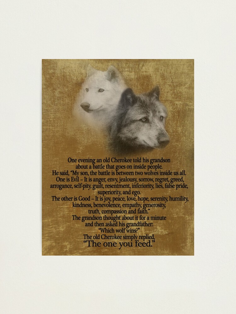 "The Two wolves, Cherokee proverb" Photographic Print for Sale by ...