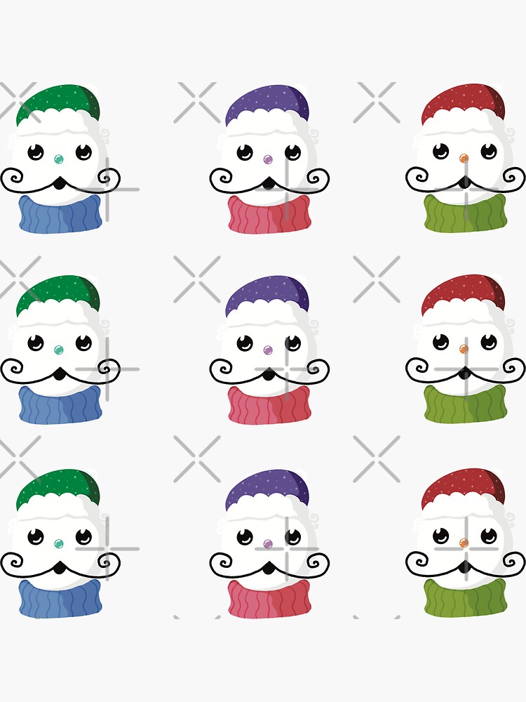 "Funny snowman with mustache and carrot" Sticker for Sale by Anahit-Art ...