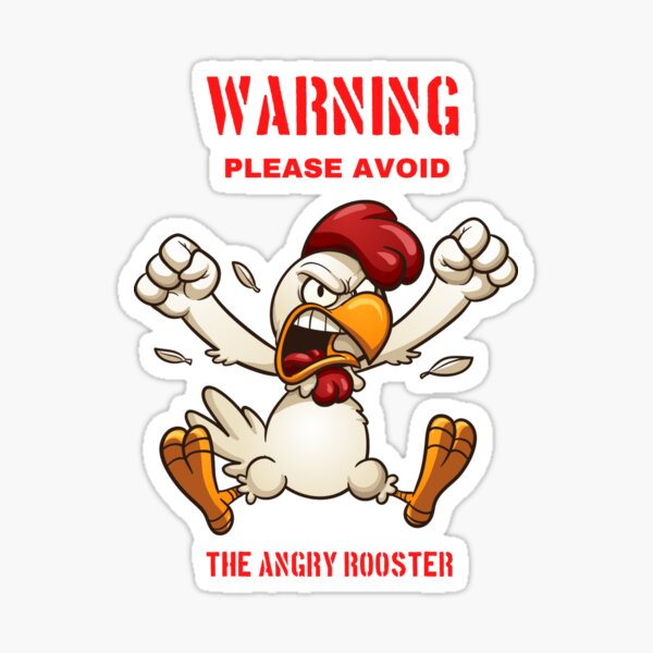 "Warning Angry Rooster" Sticker for Sale by Kardexsin | Redbubble