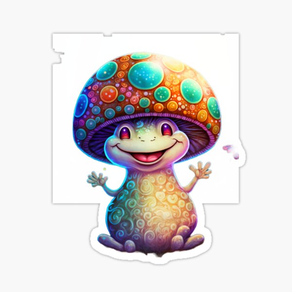 "magical toadstool mushroom character Happy face" Sticker for Sale by ...