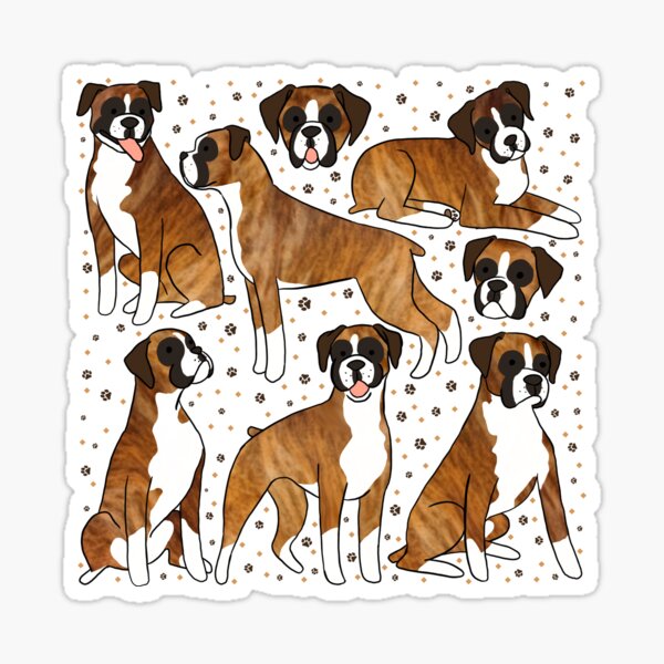 Pegatina for Sale con la obra «Patrón de ilustración de perro boxer» de ...